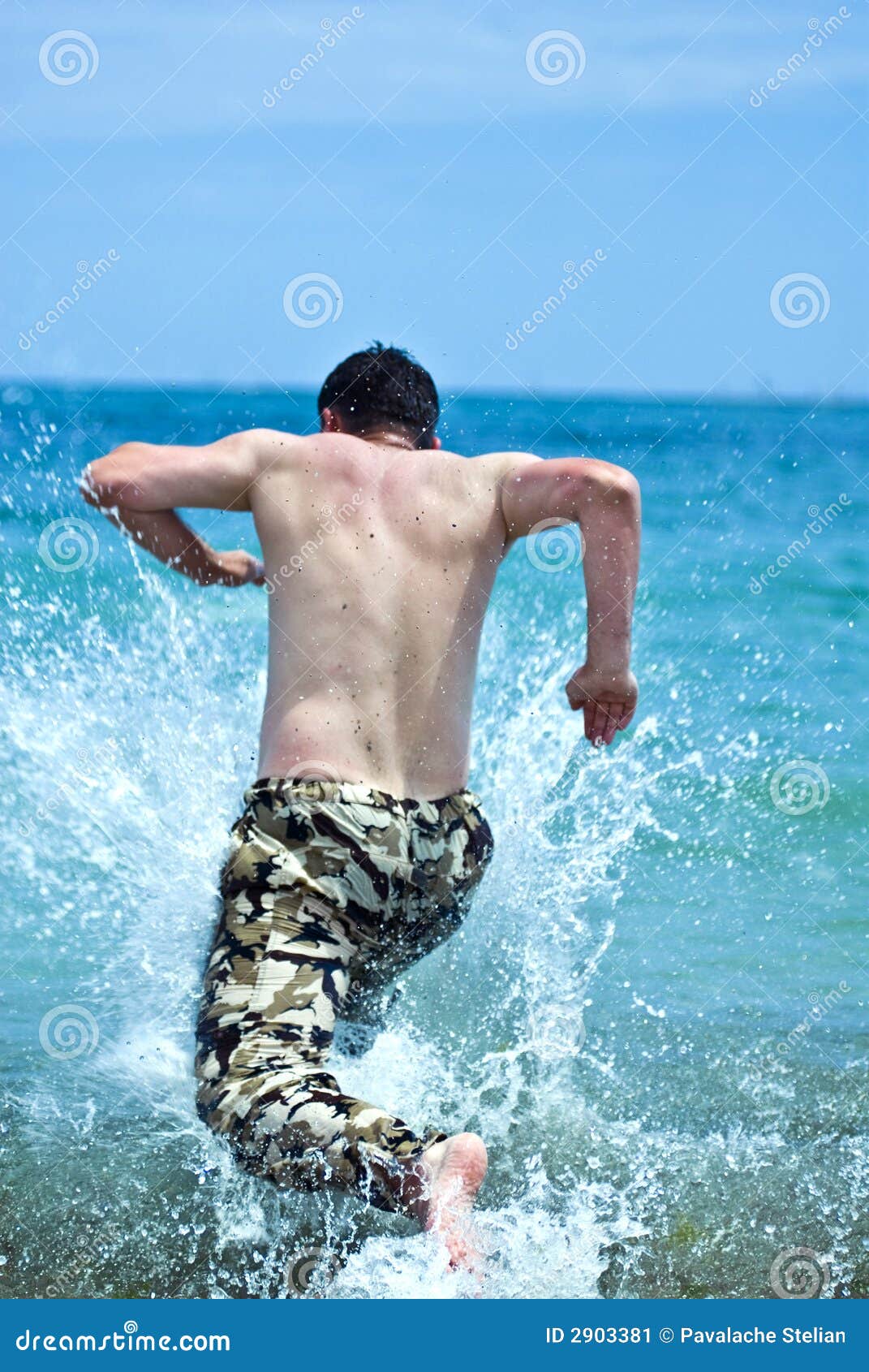Young Man Jumping into Sea Water Stock Image - Image of refreshing ...
