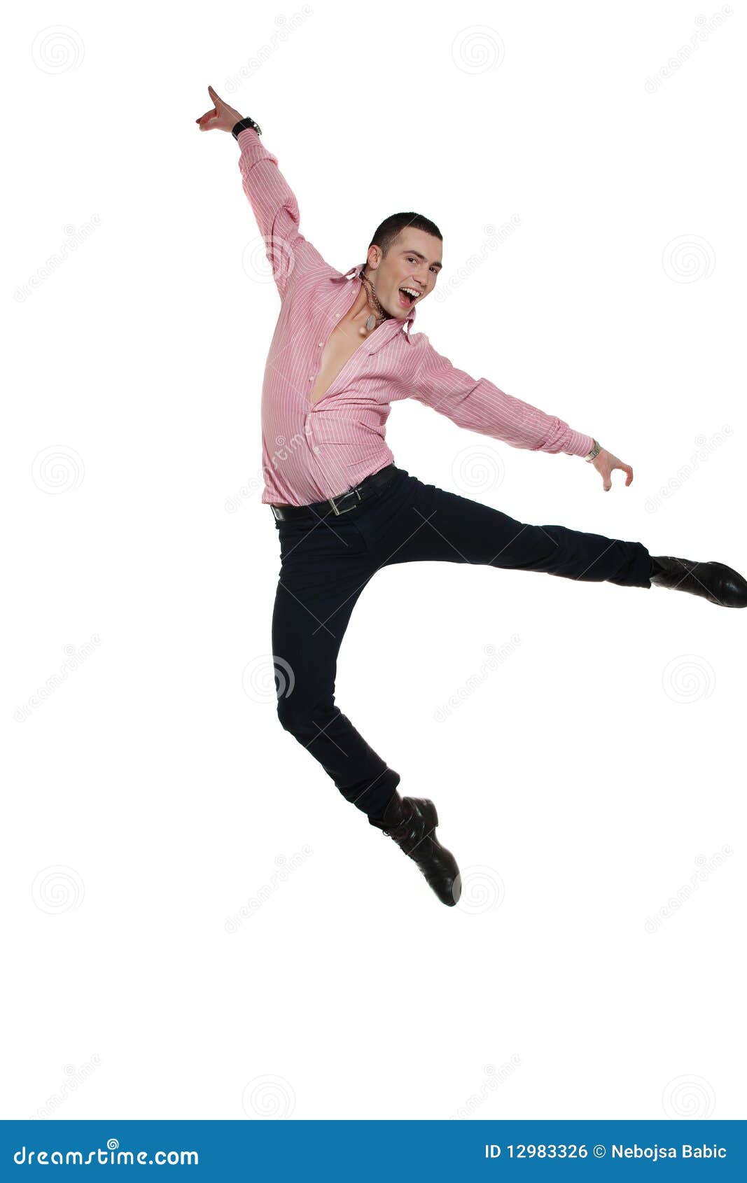 Young man jumping up stock photo. Image of confident - 12983326