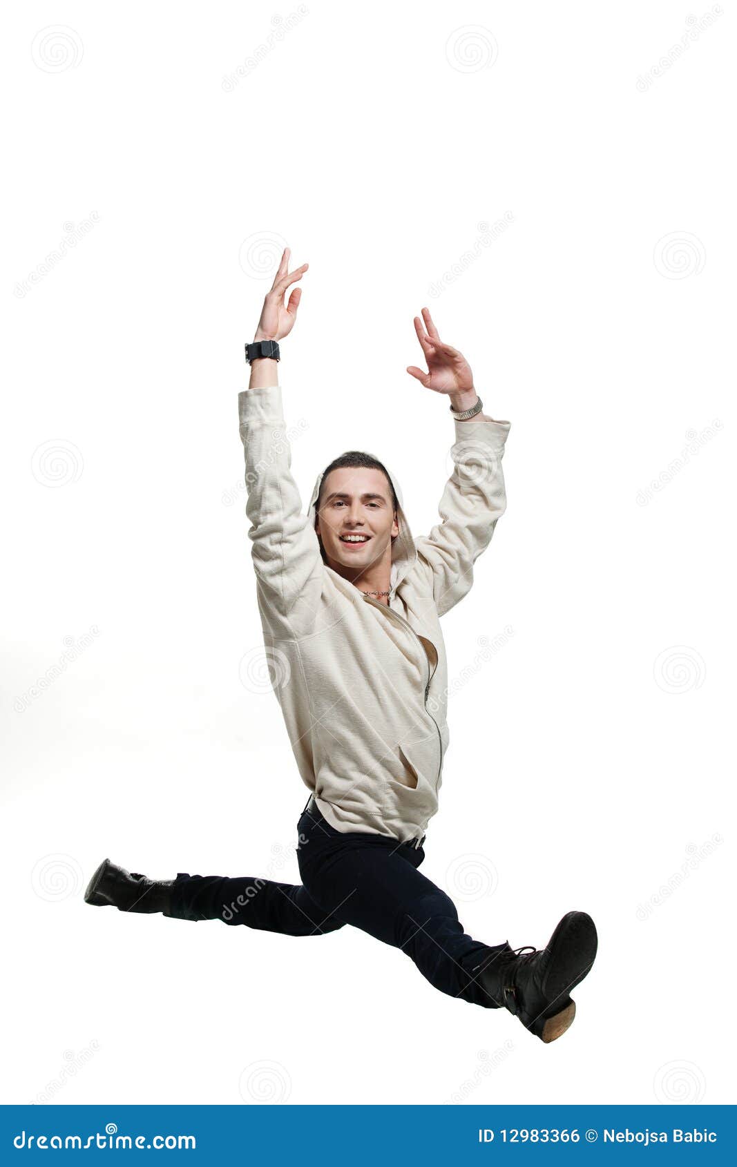 Young man jumping up stock photo. Image of handsome, fashion - 12983366