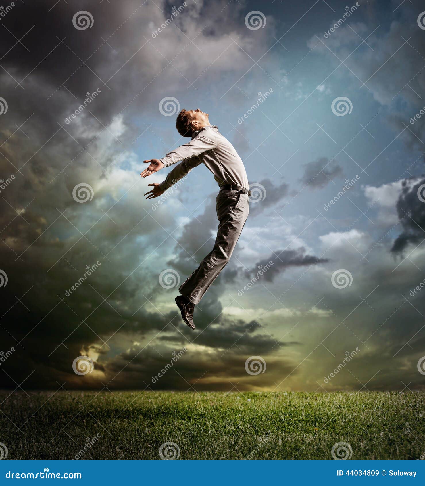 Young Man Jumping Up To Sky Stock Image - Image of landscape, healthy ...