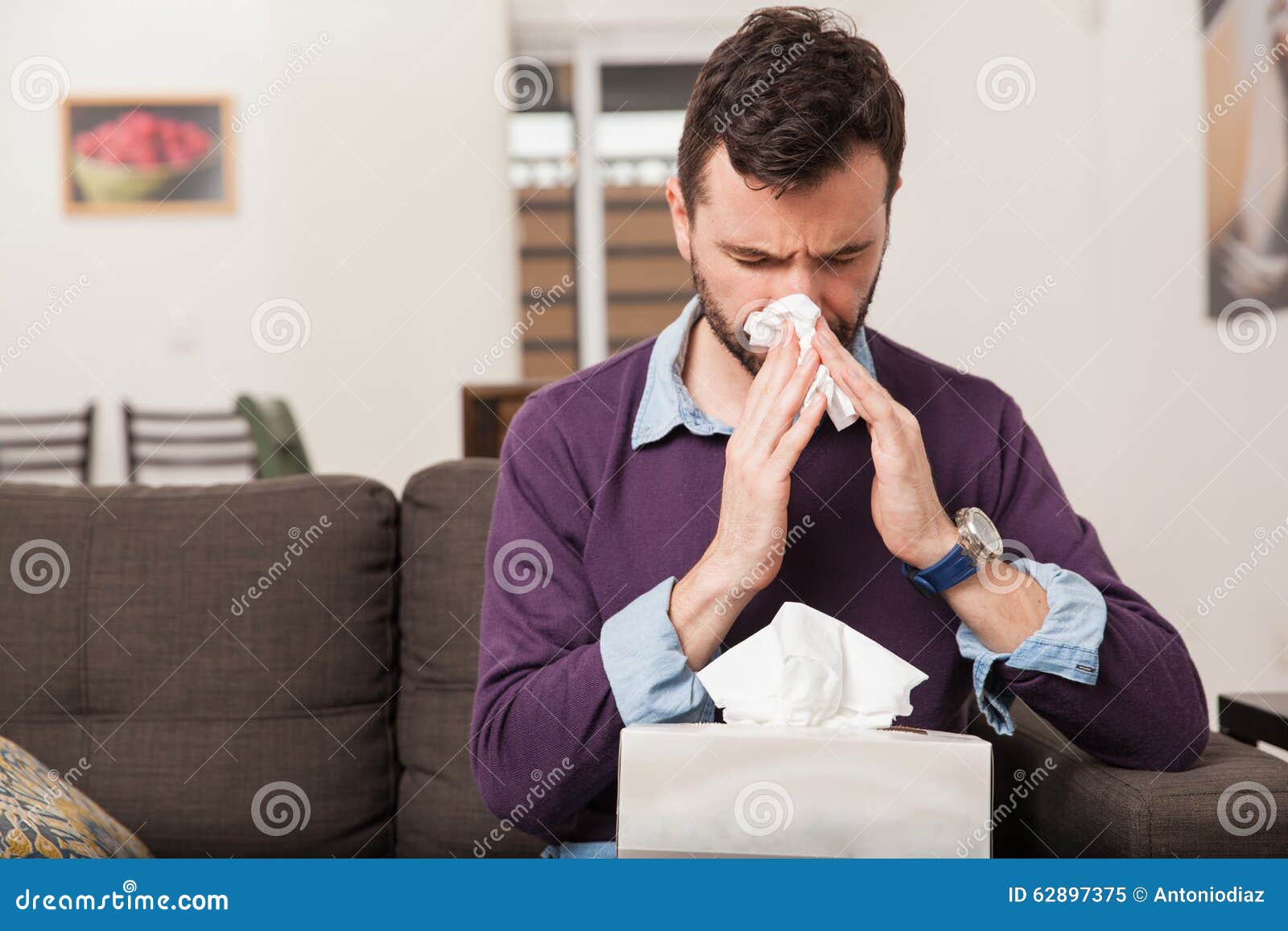 Young Man Just Caught a Cold Stock Image - Image of copy, apartment ...