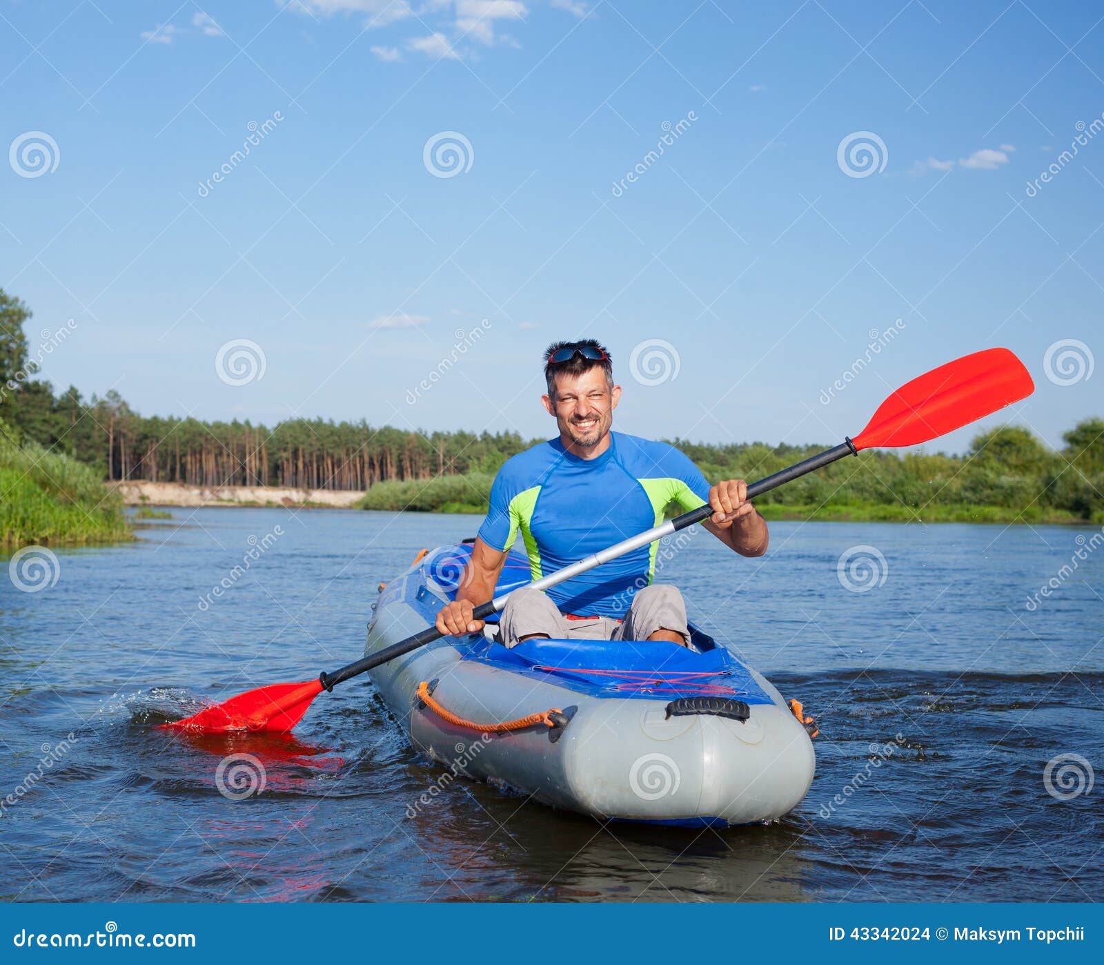 Young man kayaking stock photo. Image of kayaking, countryside - 43342024