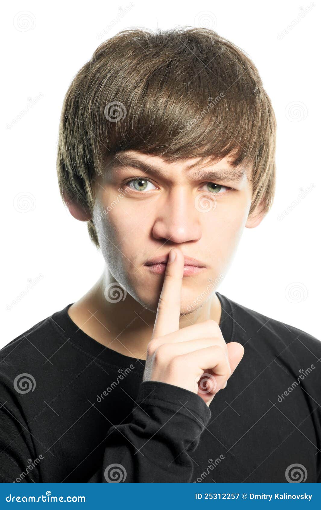 Young Man with Keeping Silence Sign Stock Image - Image of serious ...