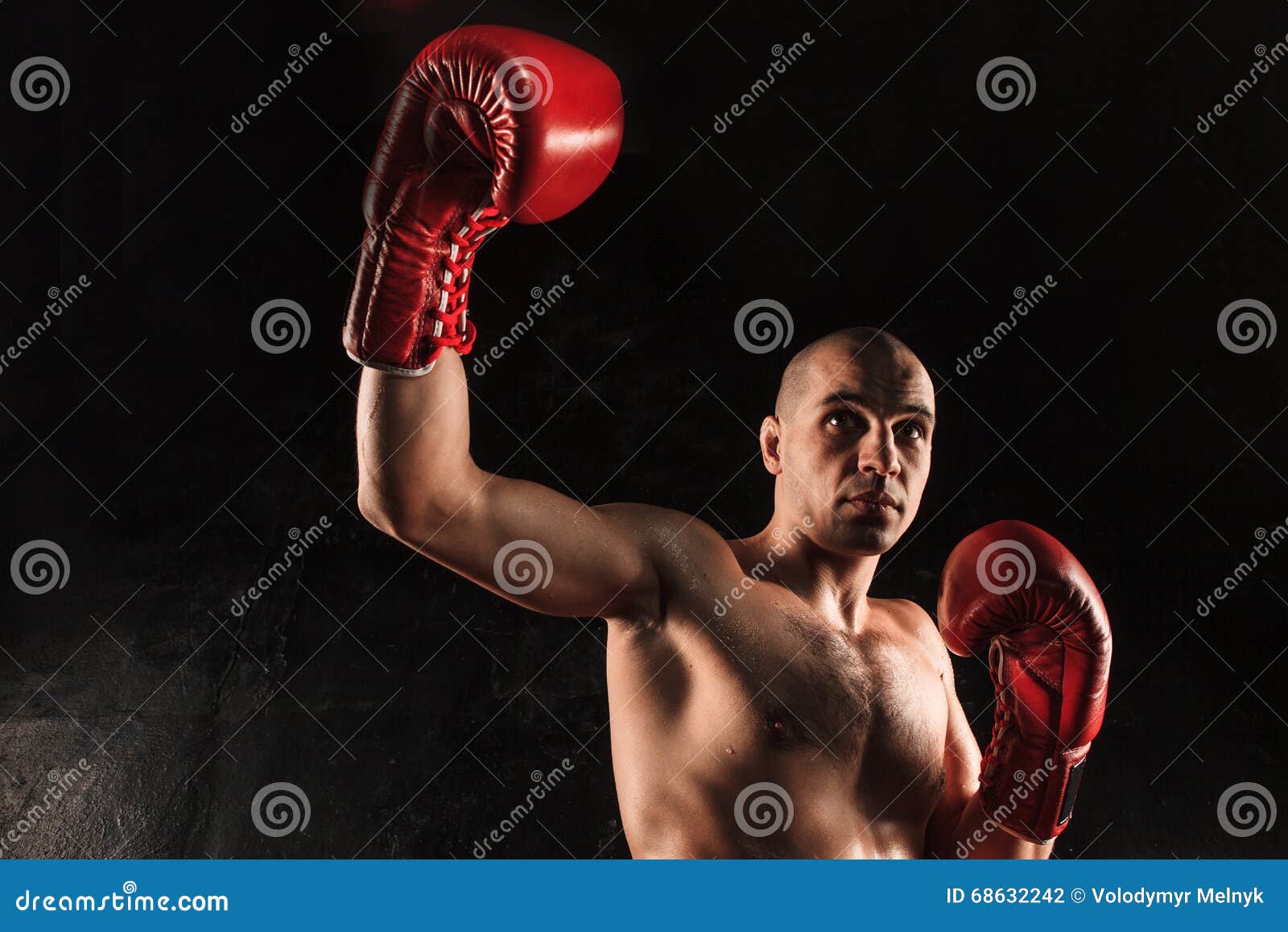 The Young Man Kickboxing on Black Stock Photo - Image of boxing, fight ...