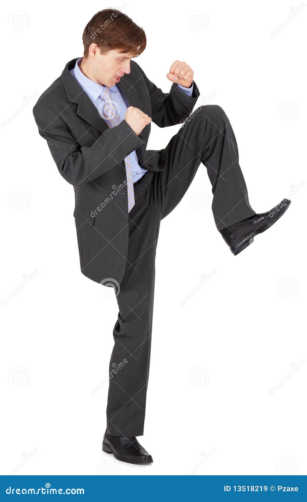 Young Man Kicks, Isolated on White Background Stock Image - Image of ...