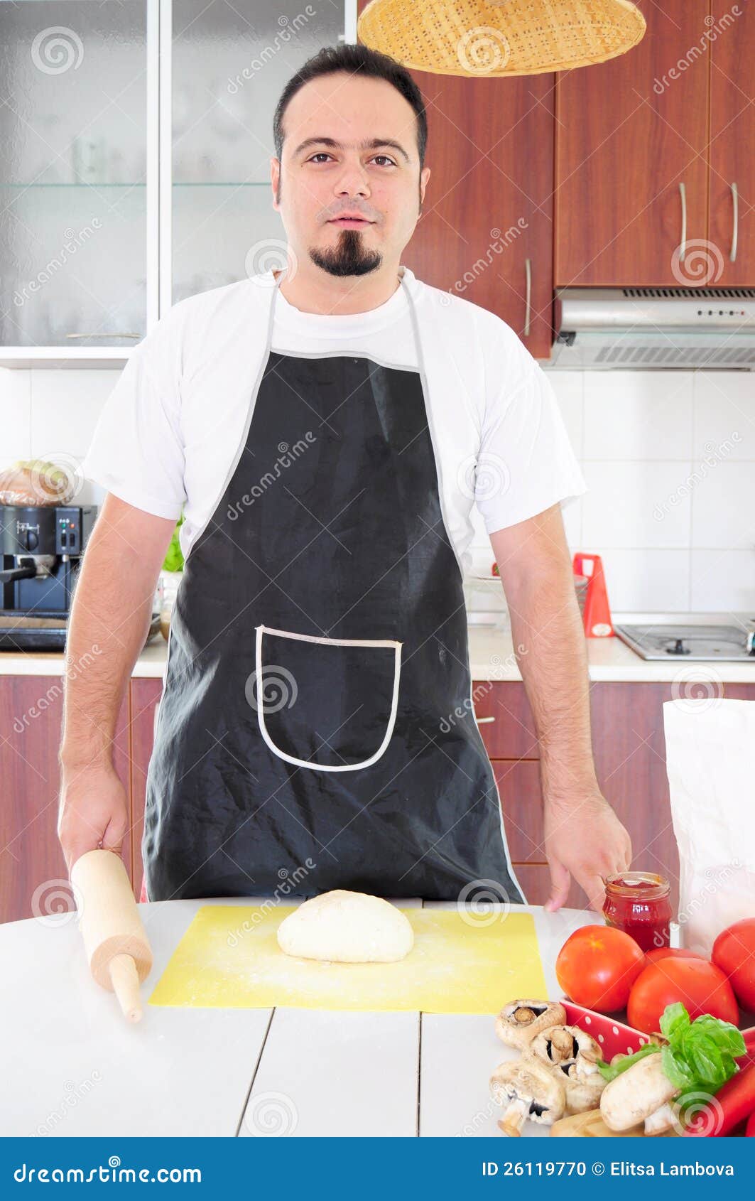 Young man in kitchen stock photo. Image of kneading, preparation - 26119770
