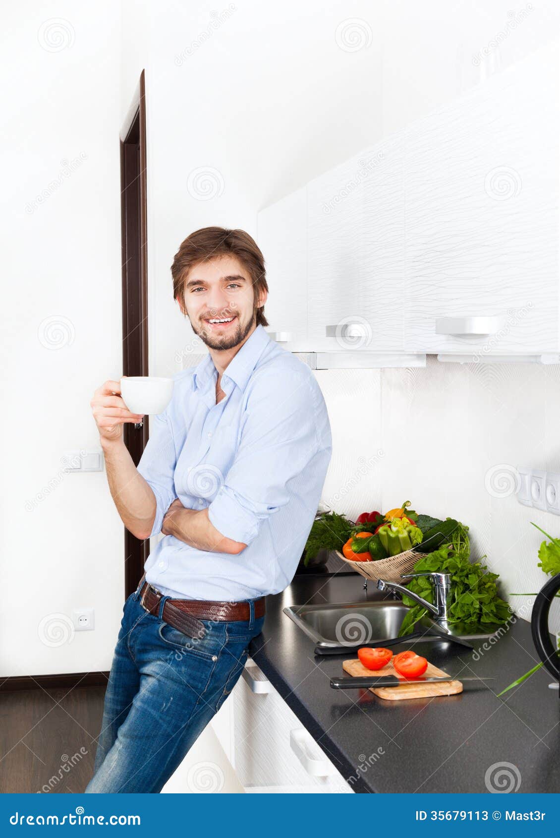 Young man kitchen stock image. Image of lifestyle, food - 35679113