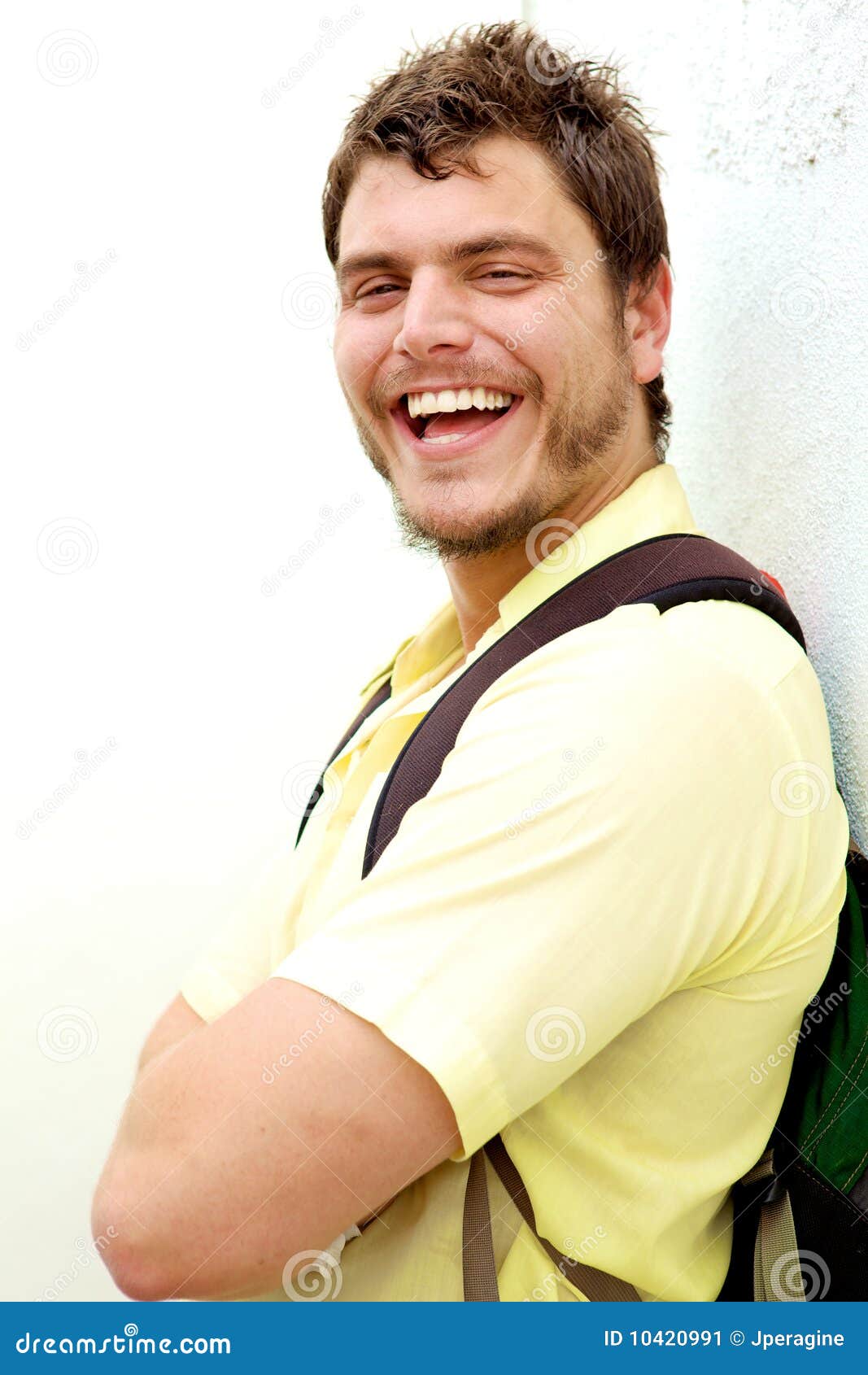 Young man with a knapsack stock image. Image of cute - 10420991
