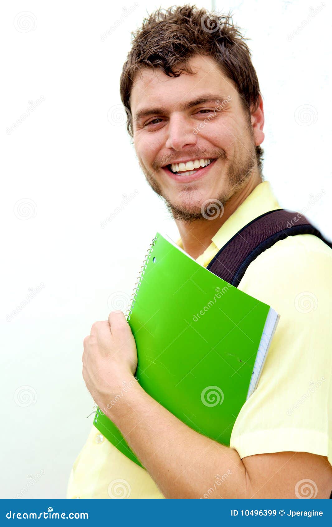 Young man with a knapsack stock image. Image of camera - 10496399
