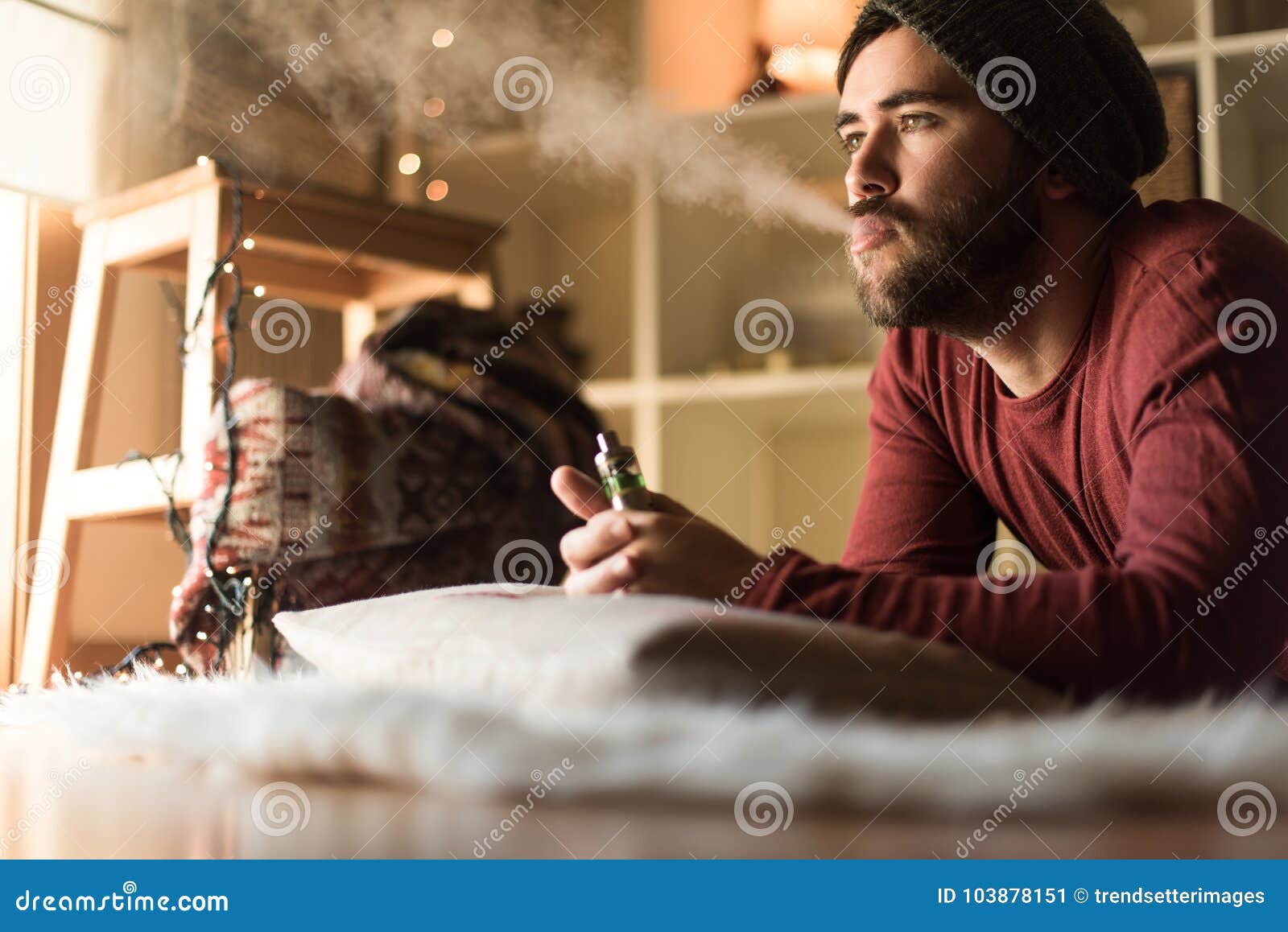 Young man vaping stock image. Image of casual, person - 103878151