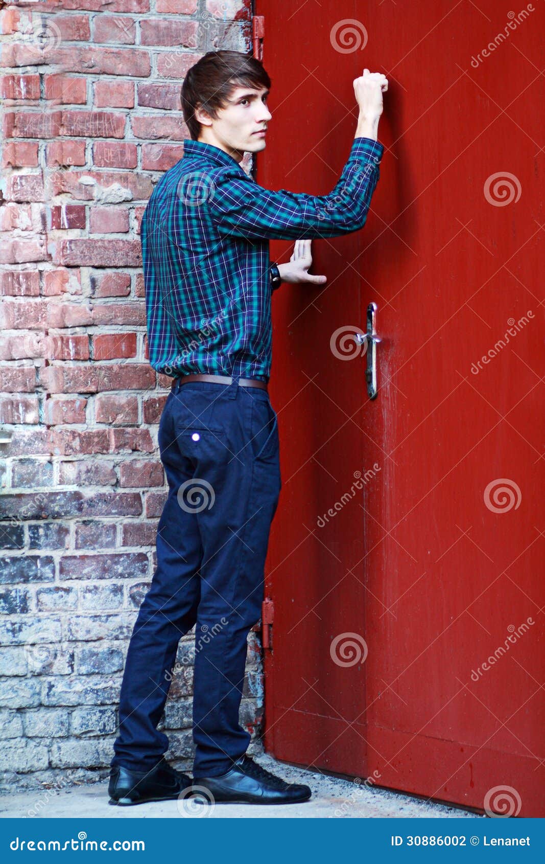 Young man knocking stock photo. Image of handsome, business - 30886002