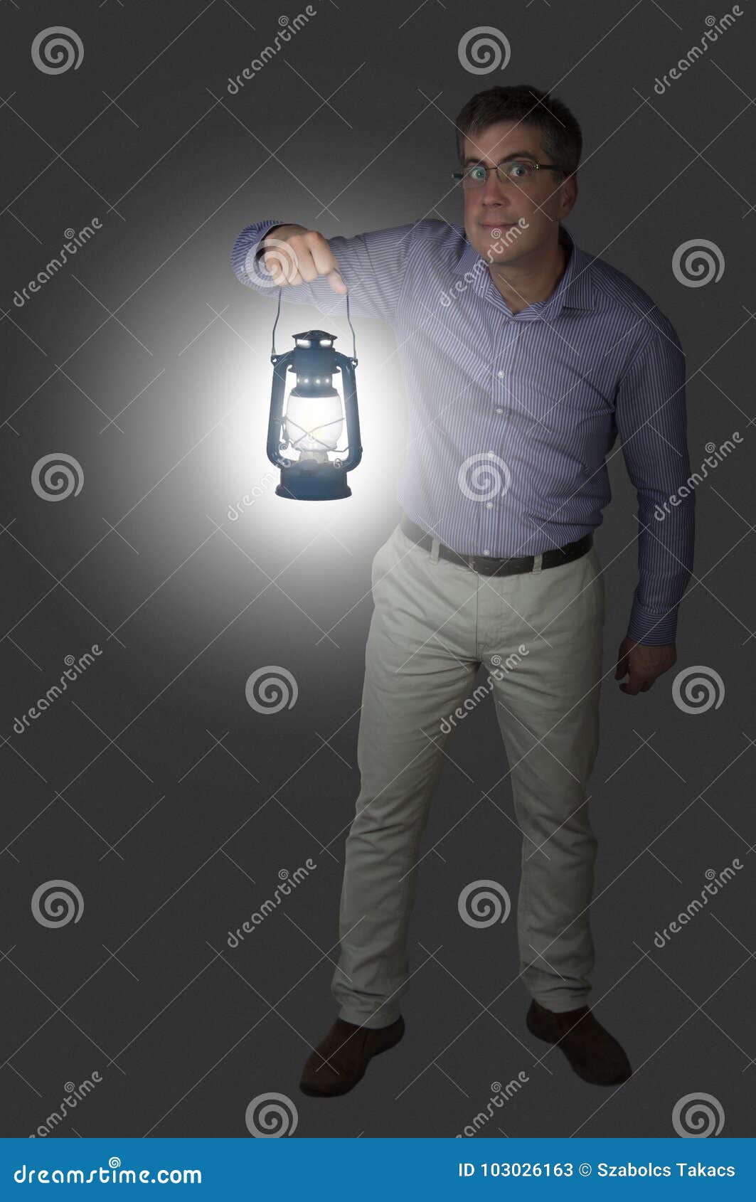 Man With Lantern In The Dark Stock Image Image Of Attitude Lamp 103026163