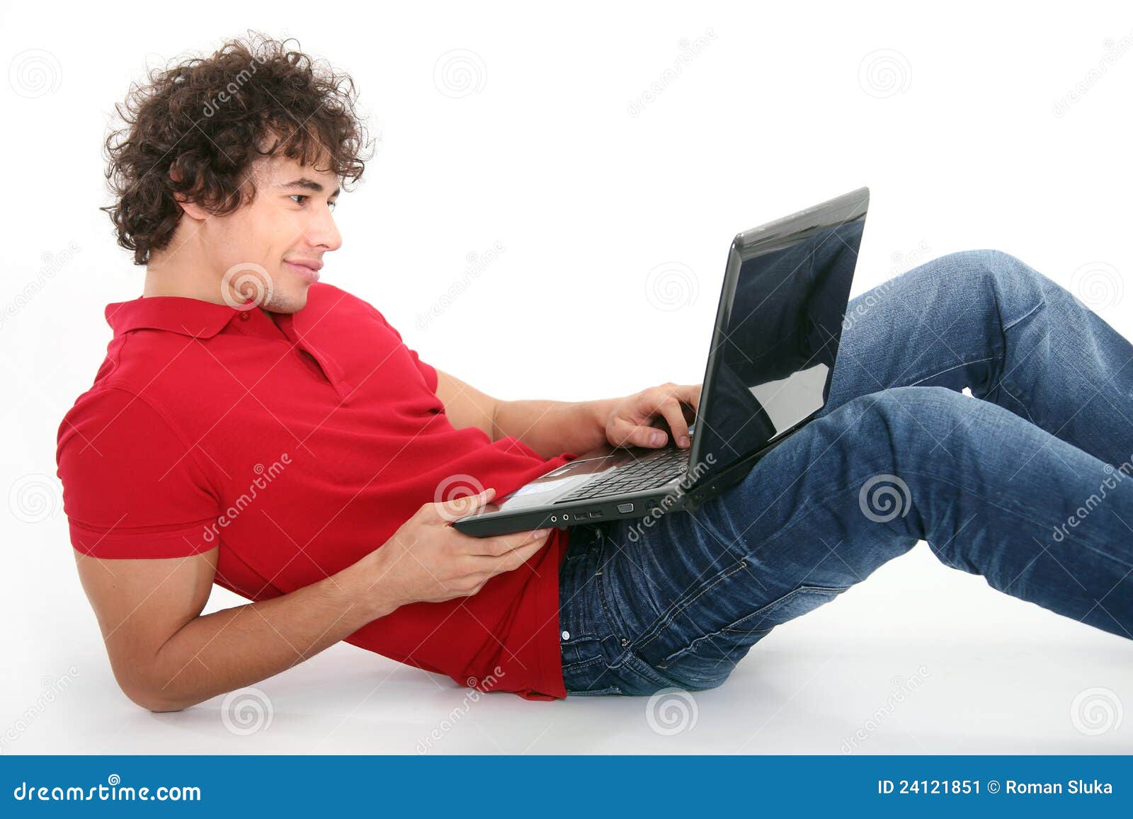Young man with laptop stock image. Image of indoor, laptop - 24121851