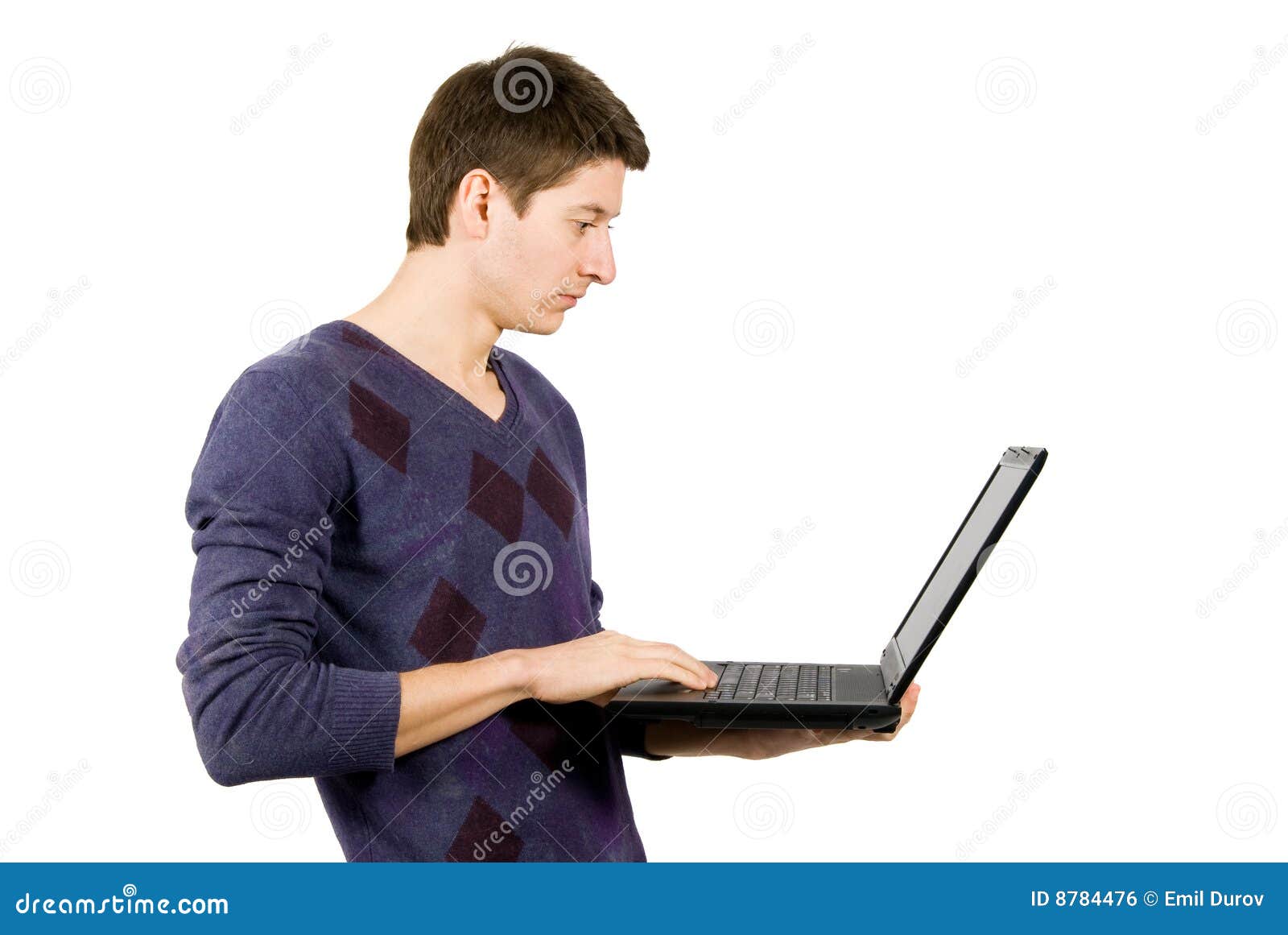 Young man with laptop. stock photo. Image of handsome - 8784476