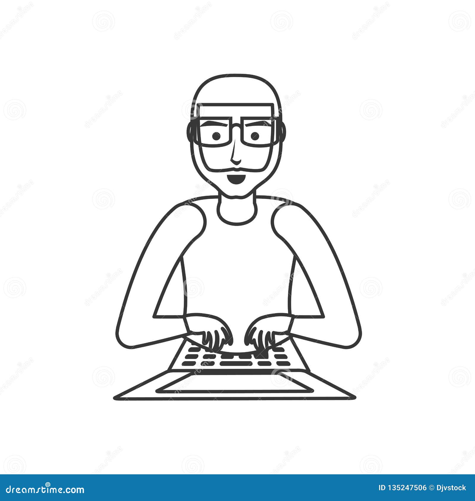 Young Man with Laptop Computer Stock Vector - Illustration of monitor ...