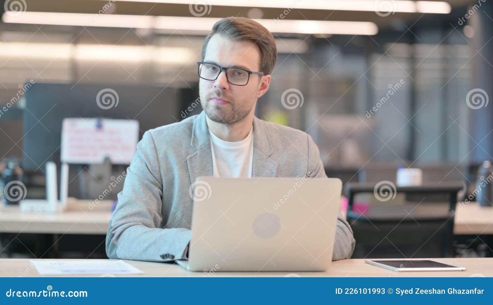 Young Man with Laptop Feeling Sad, Disappointed Stock Image - Image of ...