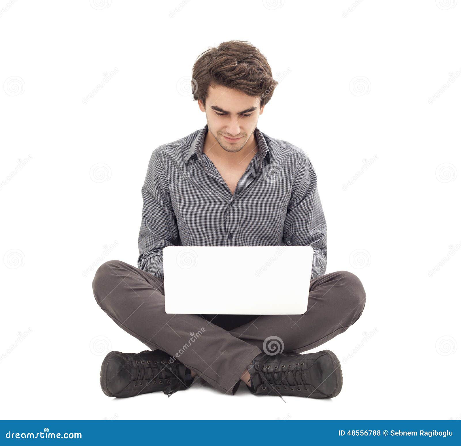 Young man with laptop stock photo. Image of male, isolated - 48556788