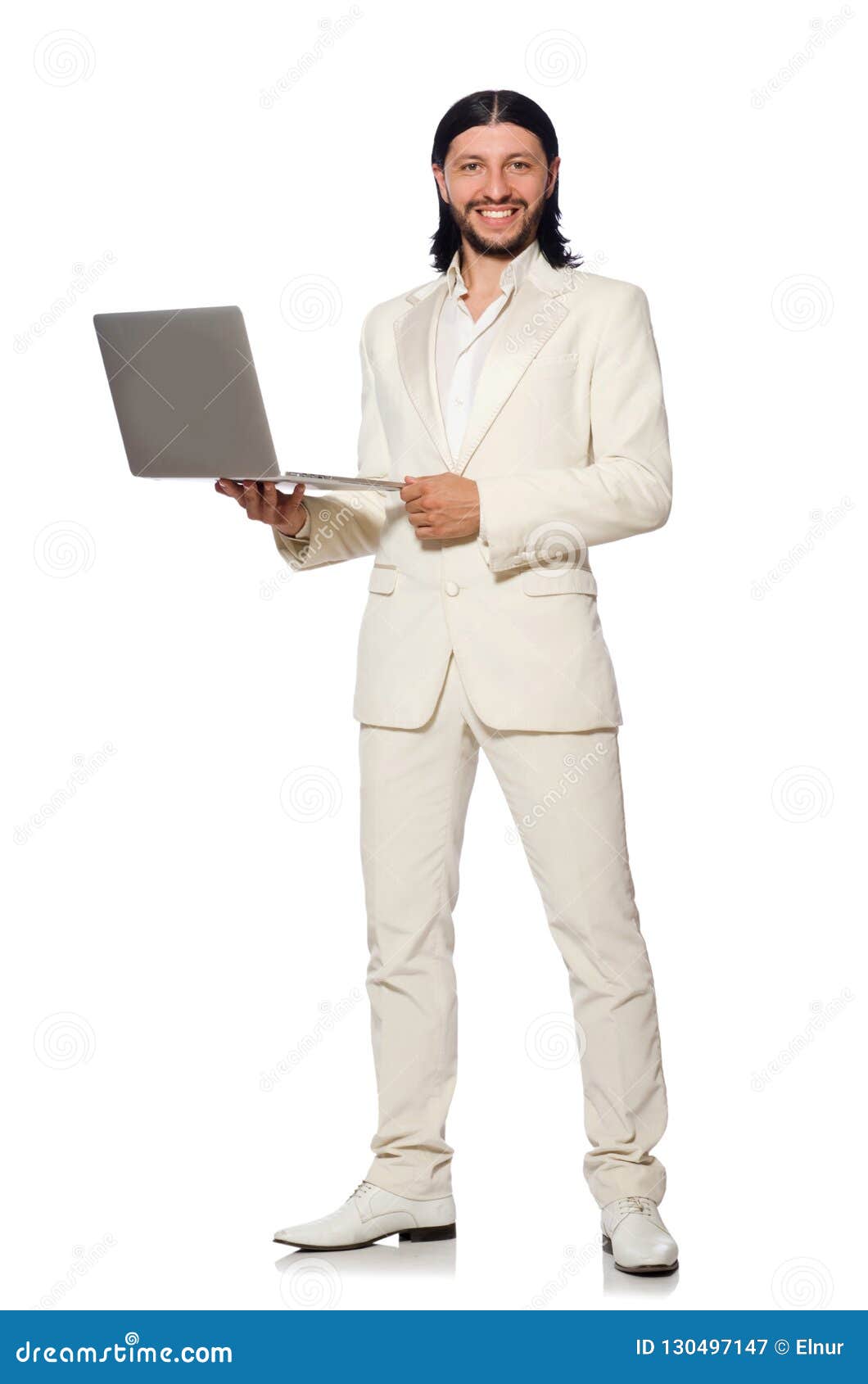 The Young Man with Laptop Isolated on White Stock Image - Image of ...