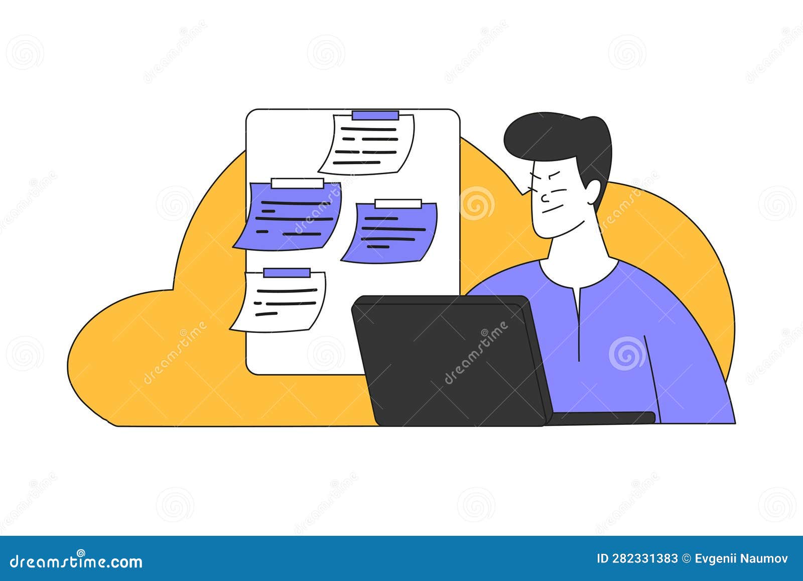 Young Man at Laptop Multitasking Accomplishing Task Having Deadline ...