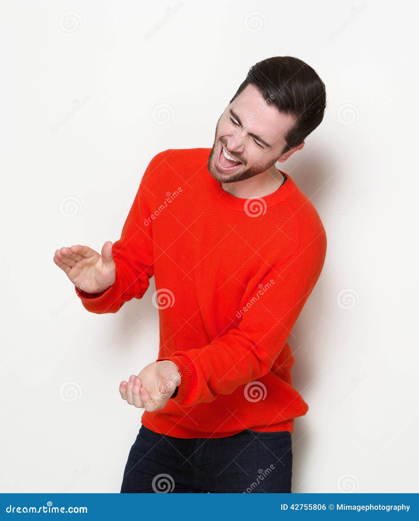 Young Man Laughing and Clapping Hands Stock Photo - Image of laugh ...