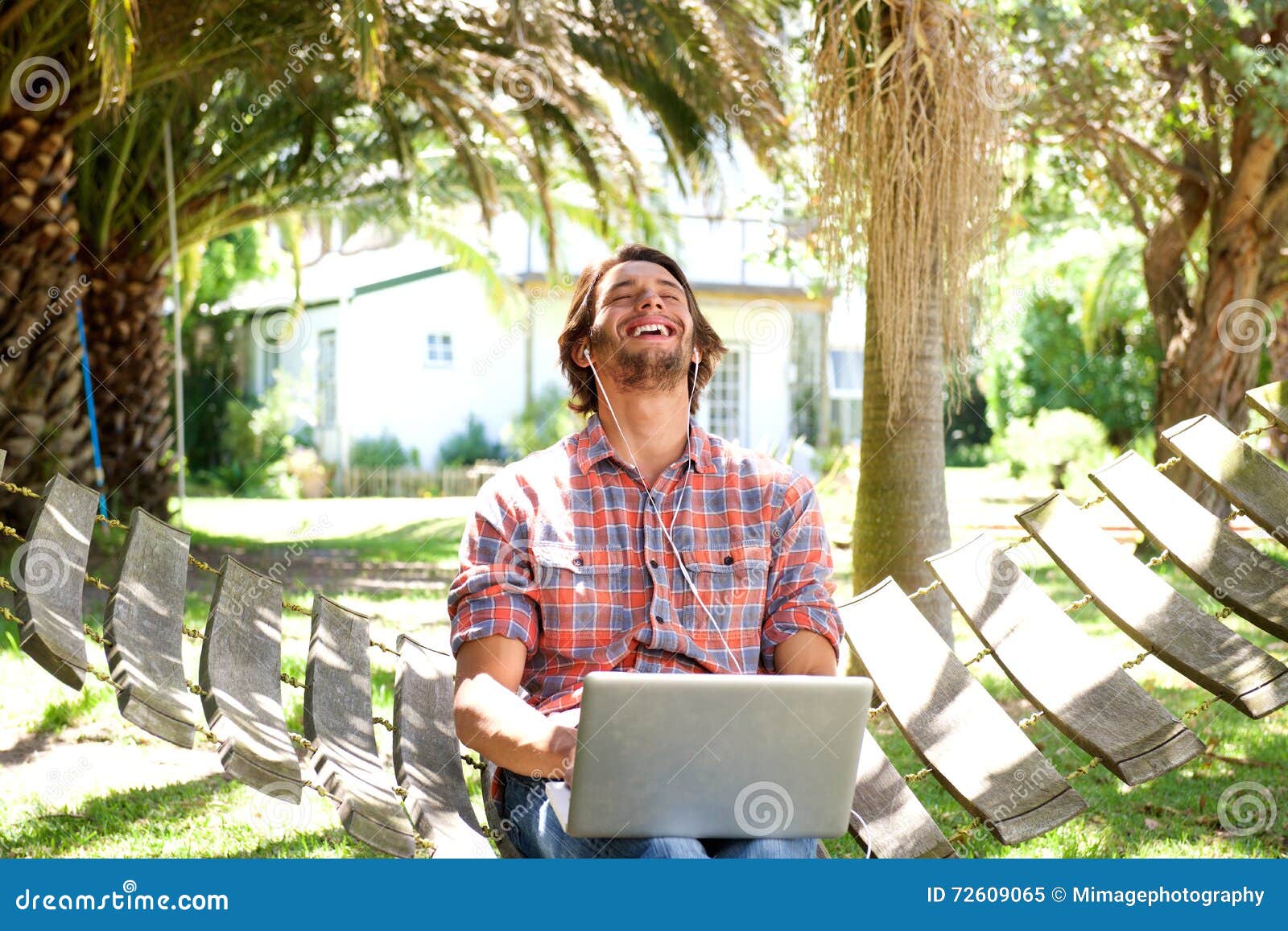 Guy Laughing With Laptop Royalty-Free Stock Photo | CartoonDealer.com ...