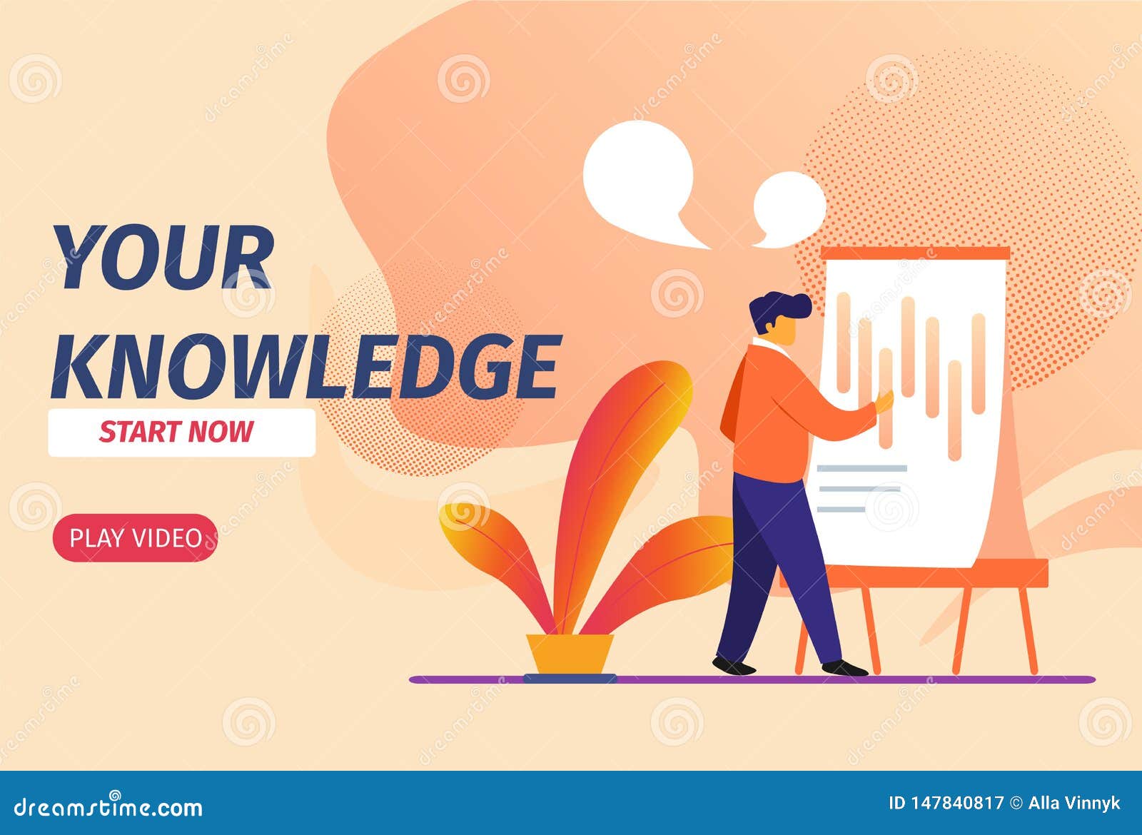 Young Man Learning Graphs on Chart Board Education Stock Vector ...