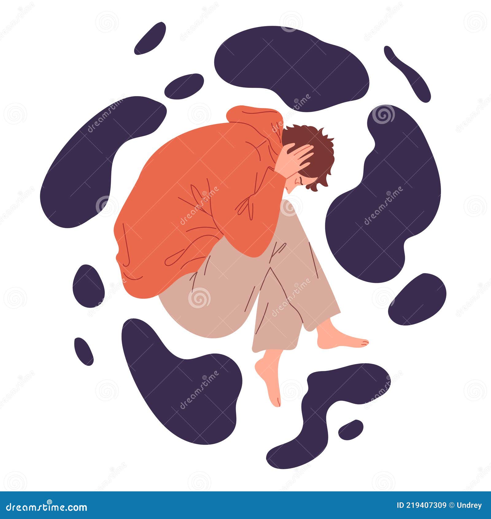 Young Man Lies Curled Up with Painful Emotions Stock Vector ... Young Man Lies Curled Up with Painful Emotions Stock Vector ...