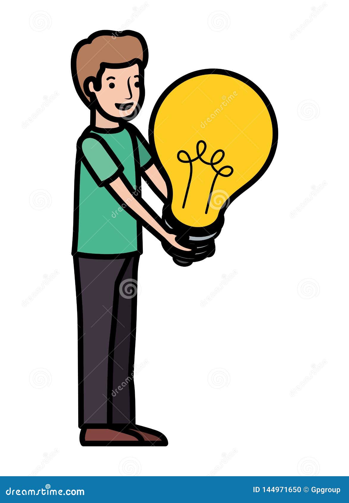 Young Man with Light Bulb Avatar Character Stock Vector - Illustration ...