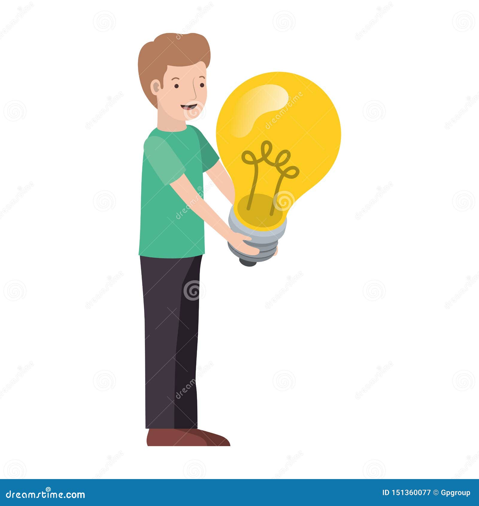 Young Man with Light Bulb Avatar Character Stock Vector - Illustration ...