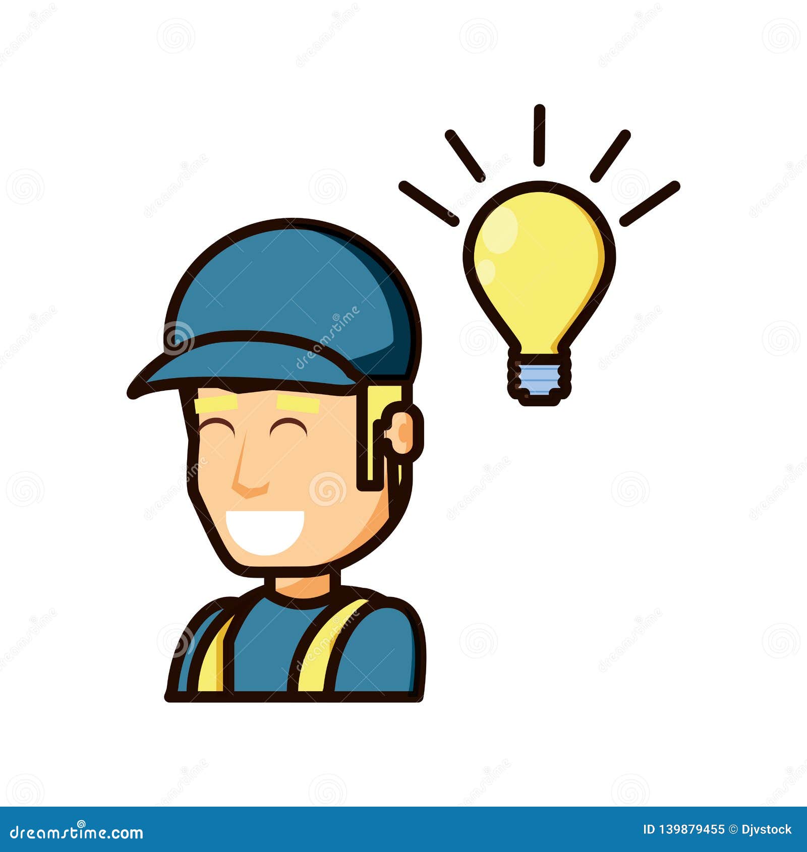 Young man with light bulb stock vector. Illustration of handsome ...