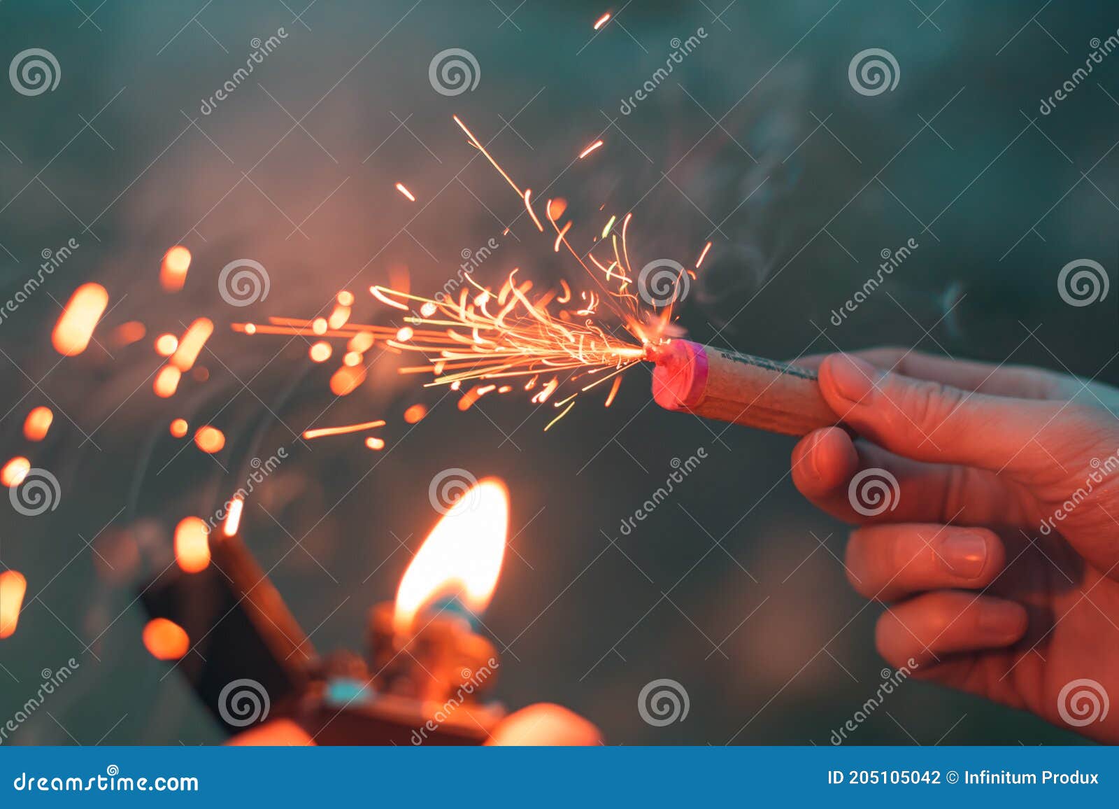 Young Man Lighting Up Firecracker in His Hand Stock Photo - Image of ...