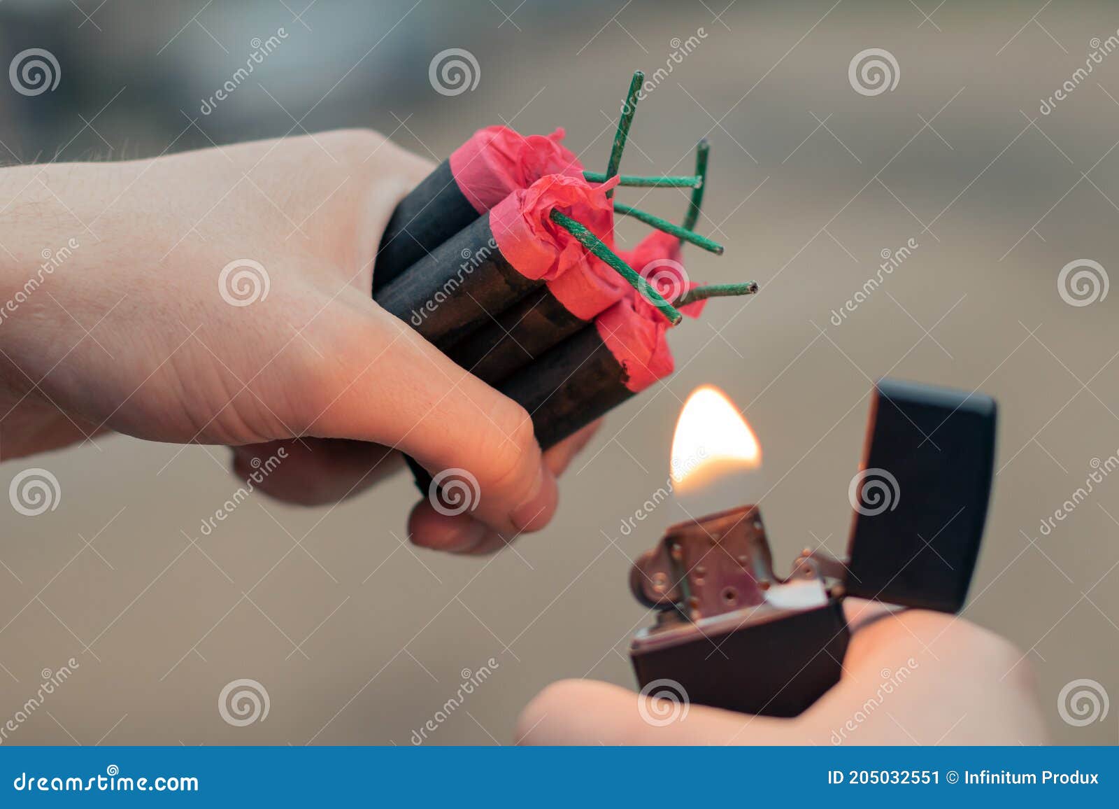 Young Man Lighting Up Several Firecrackers Stock Image - Image of ...