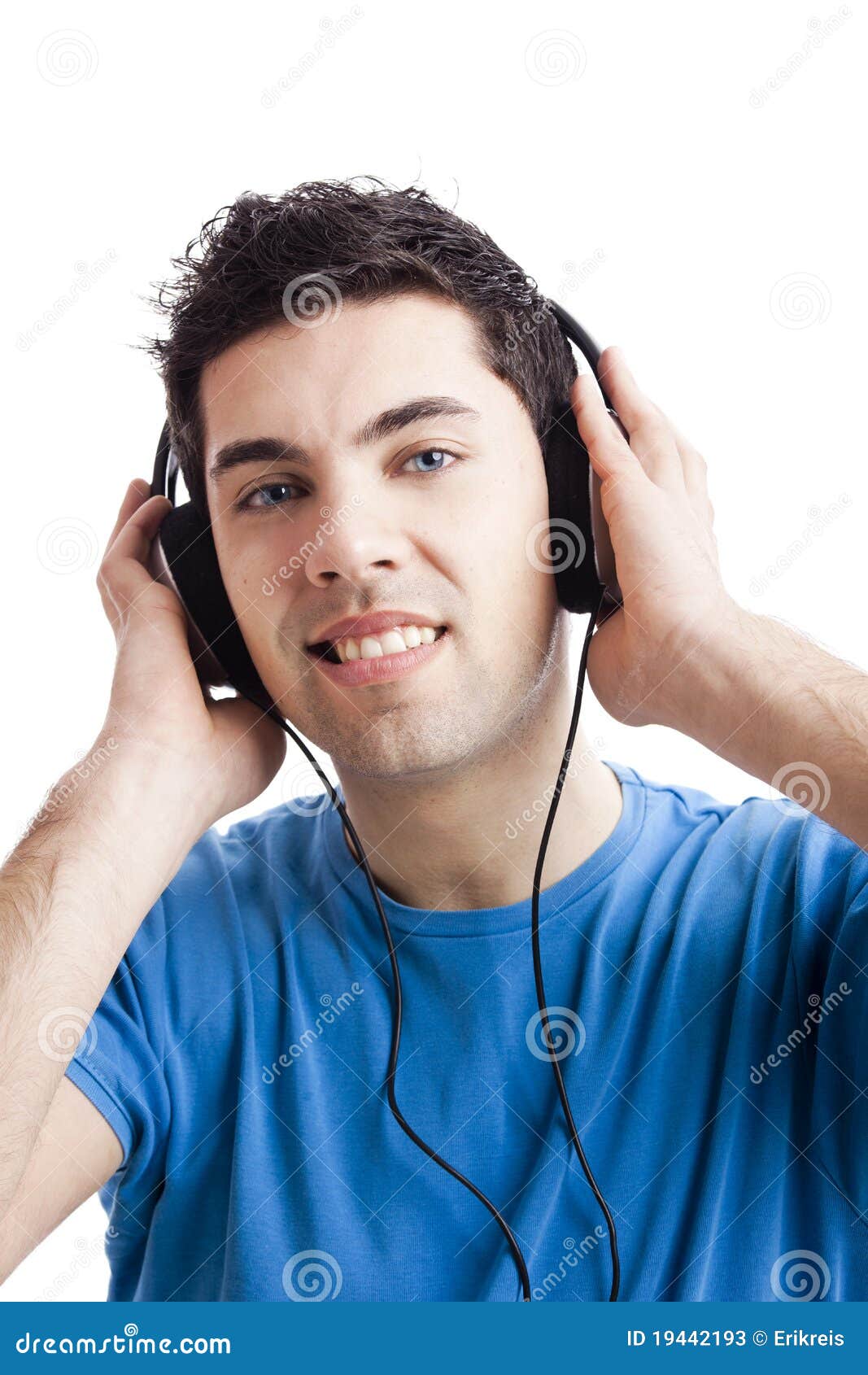 Young man listen music stock image. Image of cheerful - 19442193
