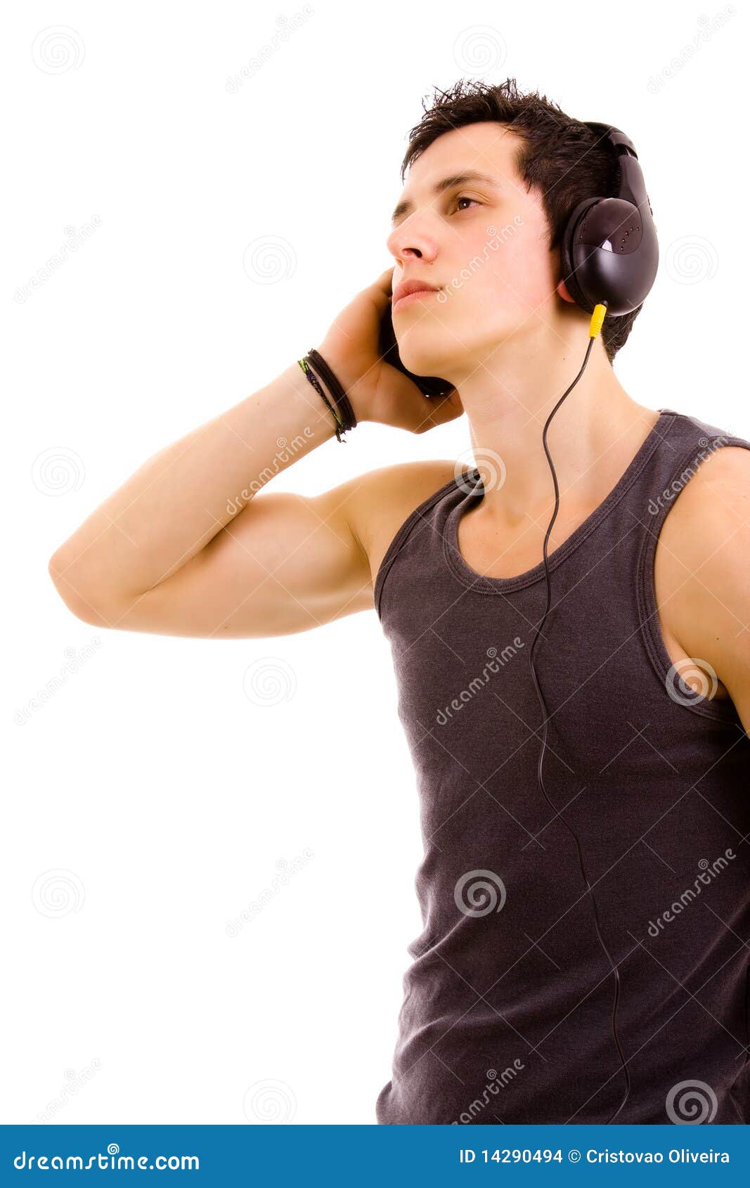 Young man listening music stock photo. Image of hear - 14290494