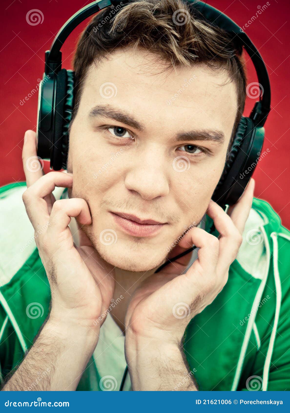 Young man listening music stock photo. Image of people - 21621006