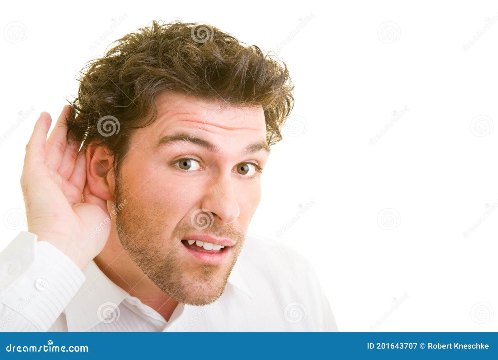 Hard of hearing stock image. Image of hearing, hold - 201643707