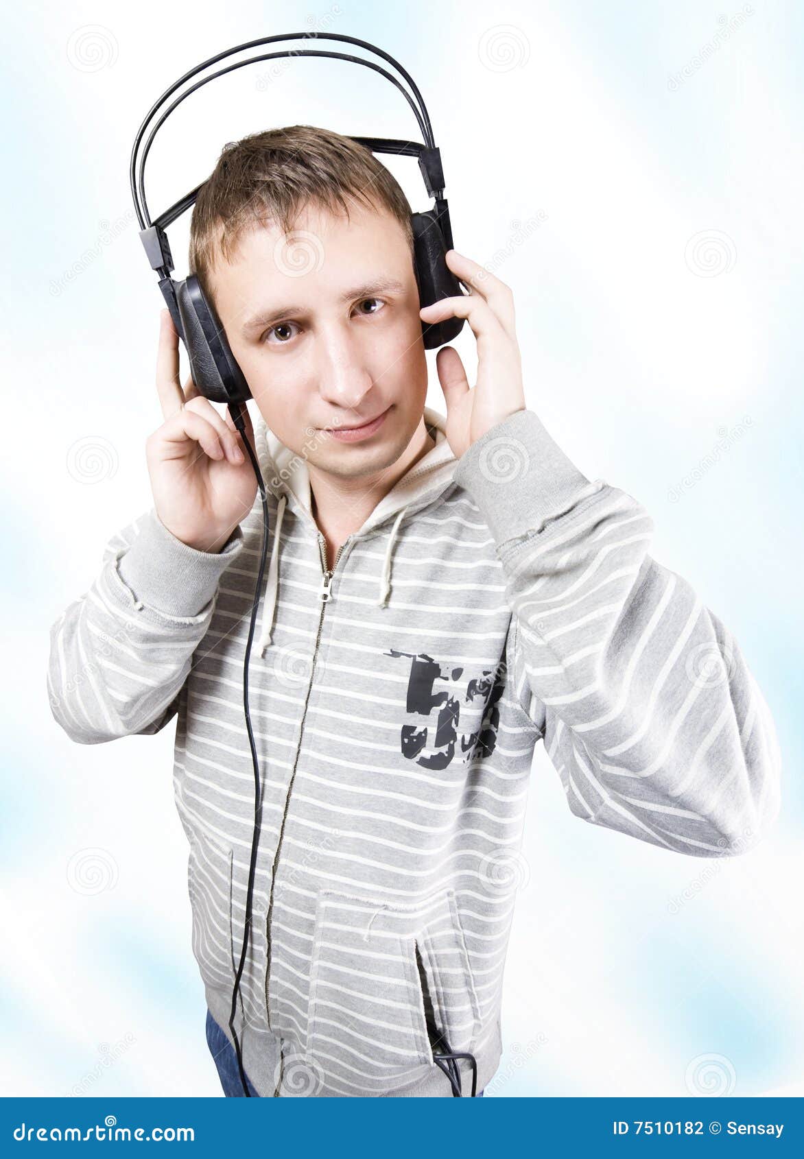 The Young Man Listens To Music Stock Photo - Image of abstract ...