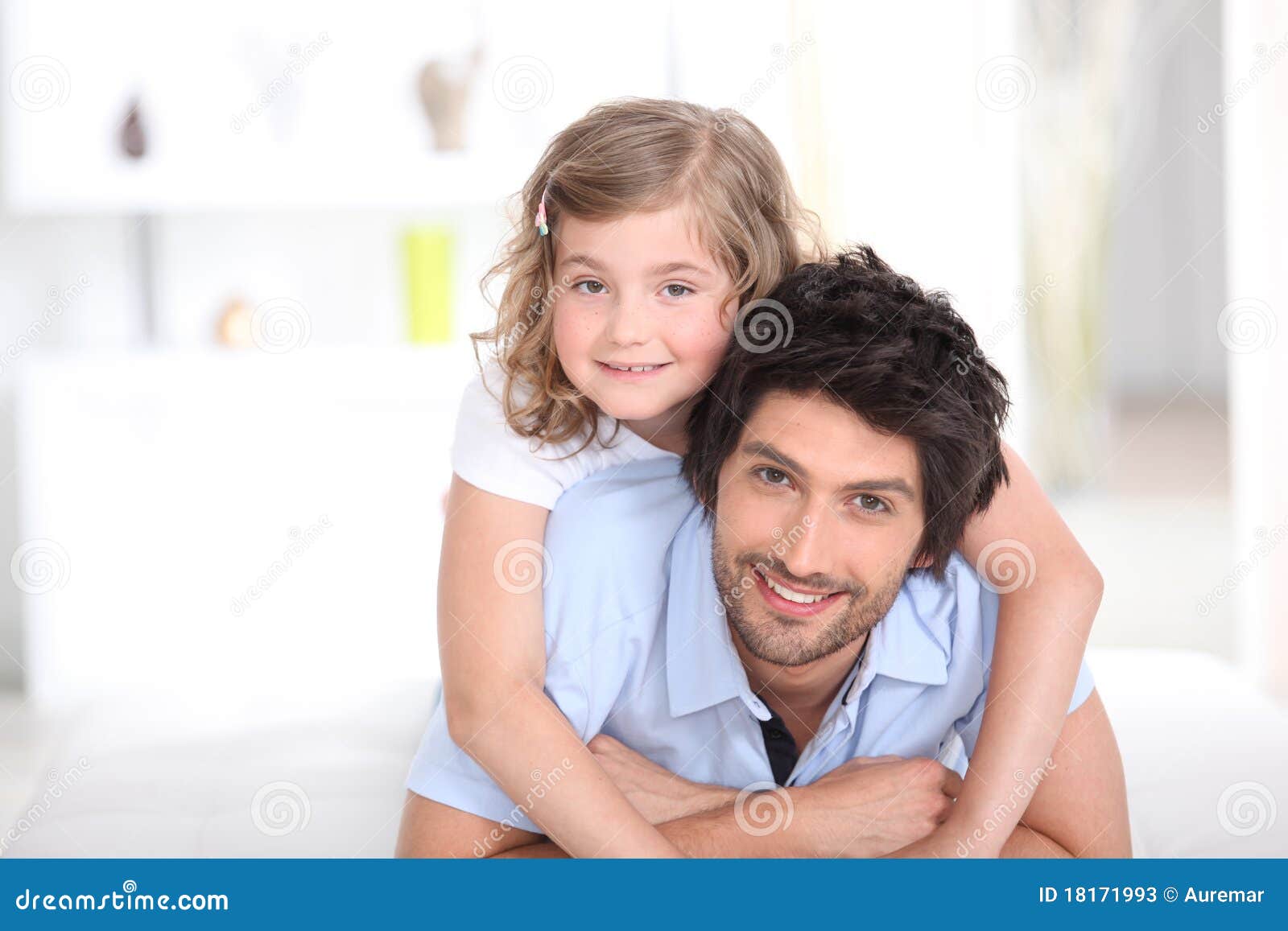 Young Man with Little Girl on His Back Stock Image - Image of ...