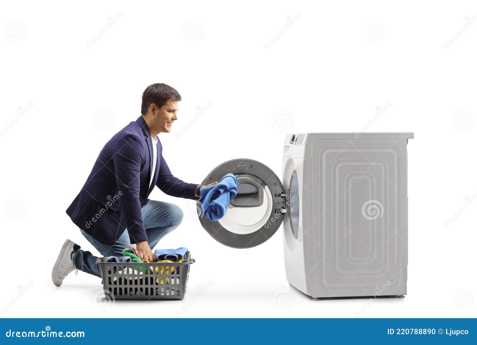 Young Man Loading a Washing Machine Stock Photo - Image of modern ...