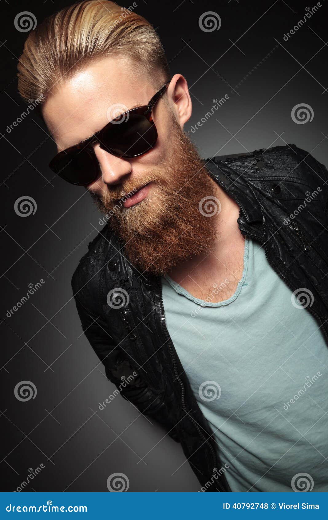 Young Man with Long Beard Smiles Stock Photo - Image of happy, black ...