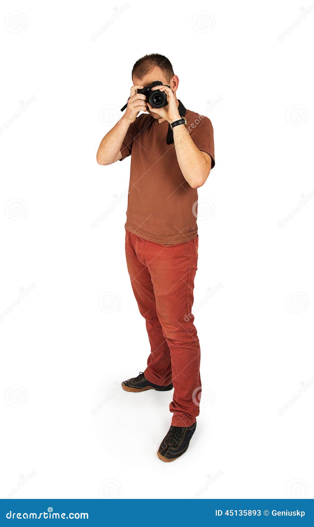 Young Man Looking into the Camera Lens Stock Image - Image of camera ...