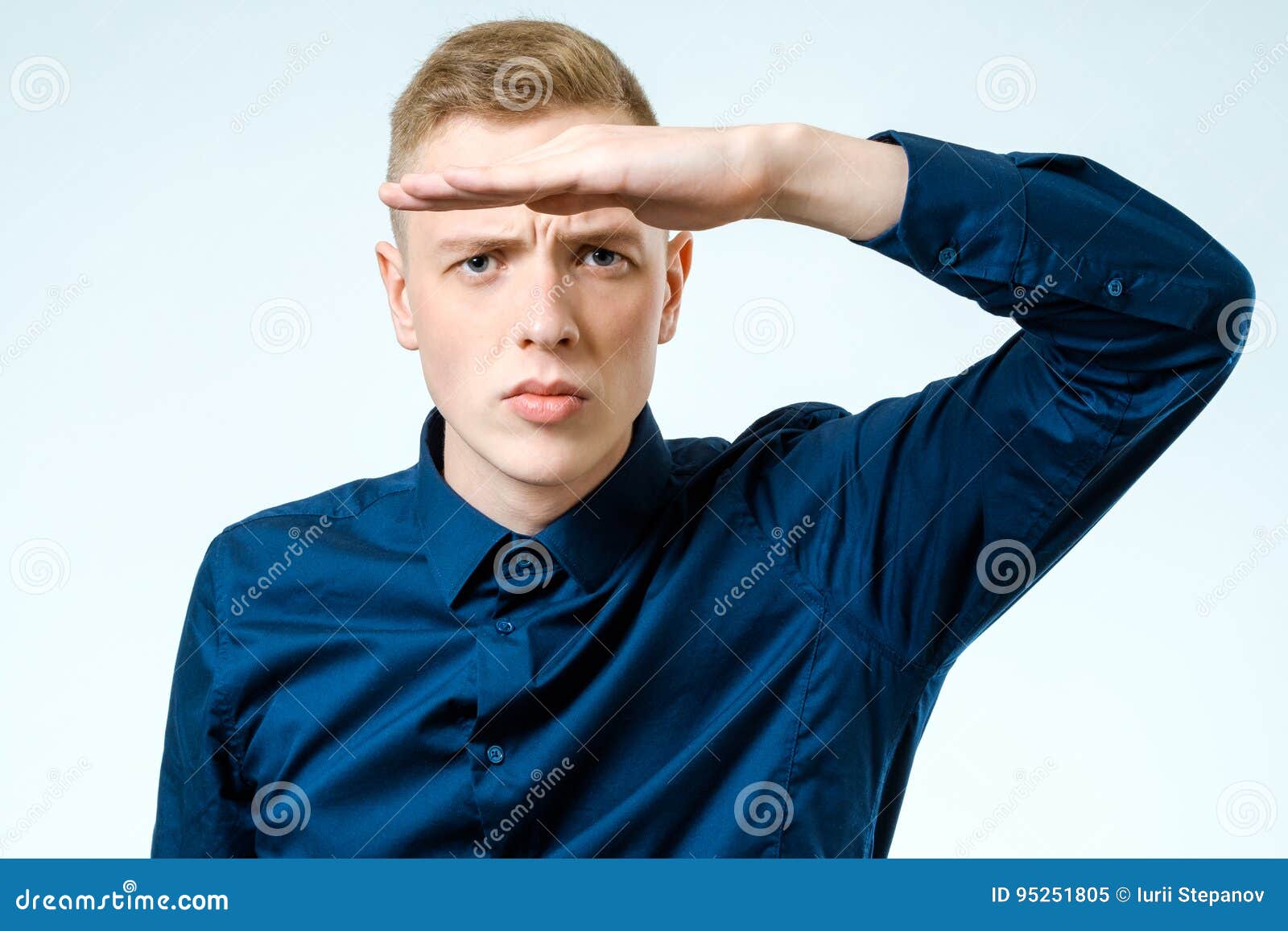 Young Man Looking Far Away Isolated on White Stock Image - Image of ...