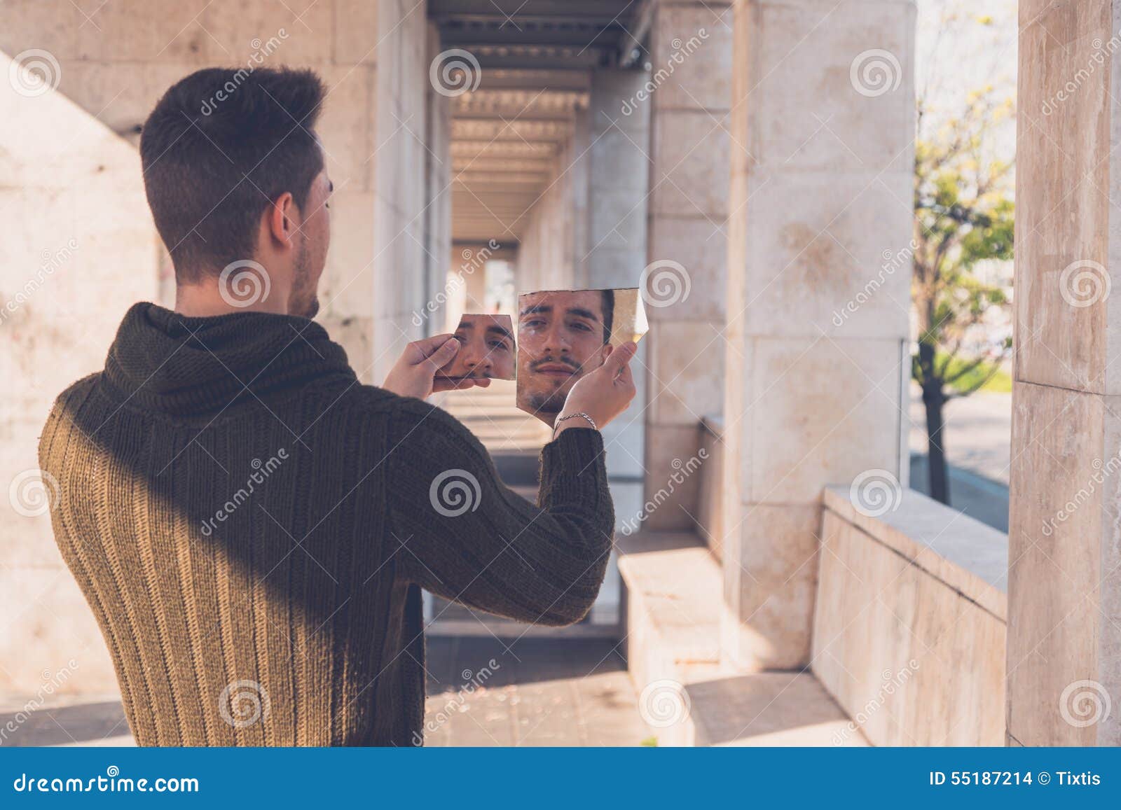 Young Man Looking at Himself in a Broken Mirror Stock Photo - Image of ... Young Man Looking at Himself in a Broken Mirror Stock Photo - Image of ...
