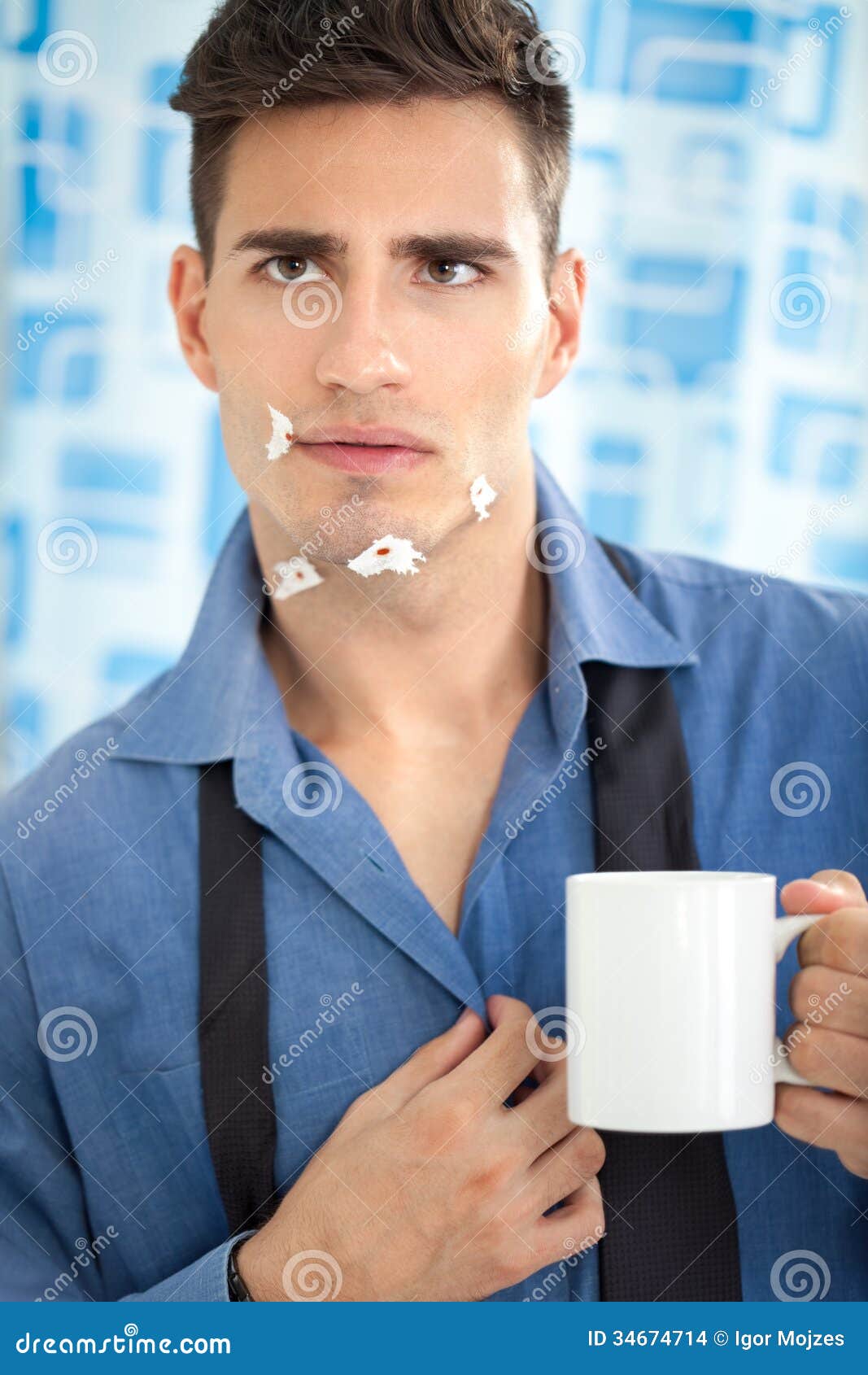 Young Man Looking His Injury Face in Mirror Stock Photo - Image of ...