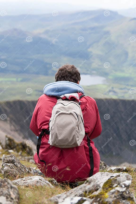 Young Man Looking Over Mountains Stock Photo - Image of landscape ...