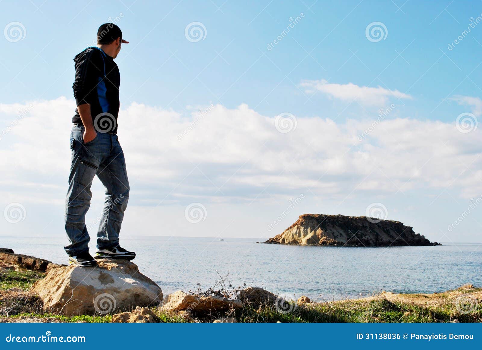 Young Man Looking at the Sea Stock Photo - Image of landscape ...