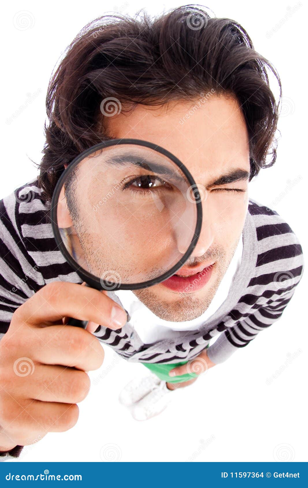 Black Man Looking Through Magnifying Glass