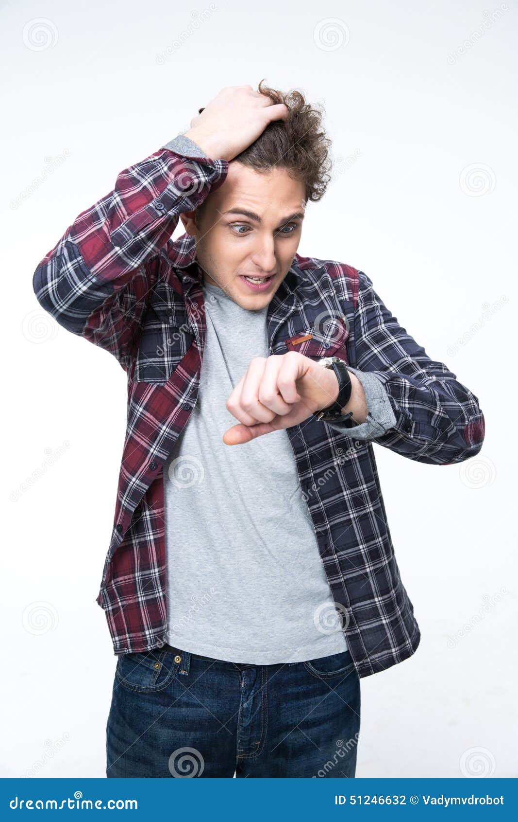 Young Man Looking On The Watch Stock Photo - Image of alone, looking ...