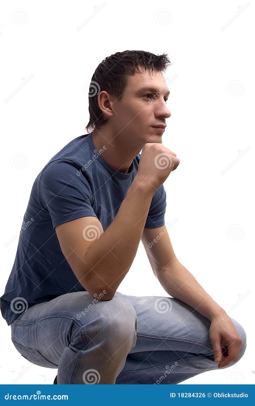Young Man Looking on Your Product Stock Photo - Image of closeup, human ...