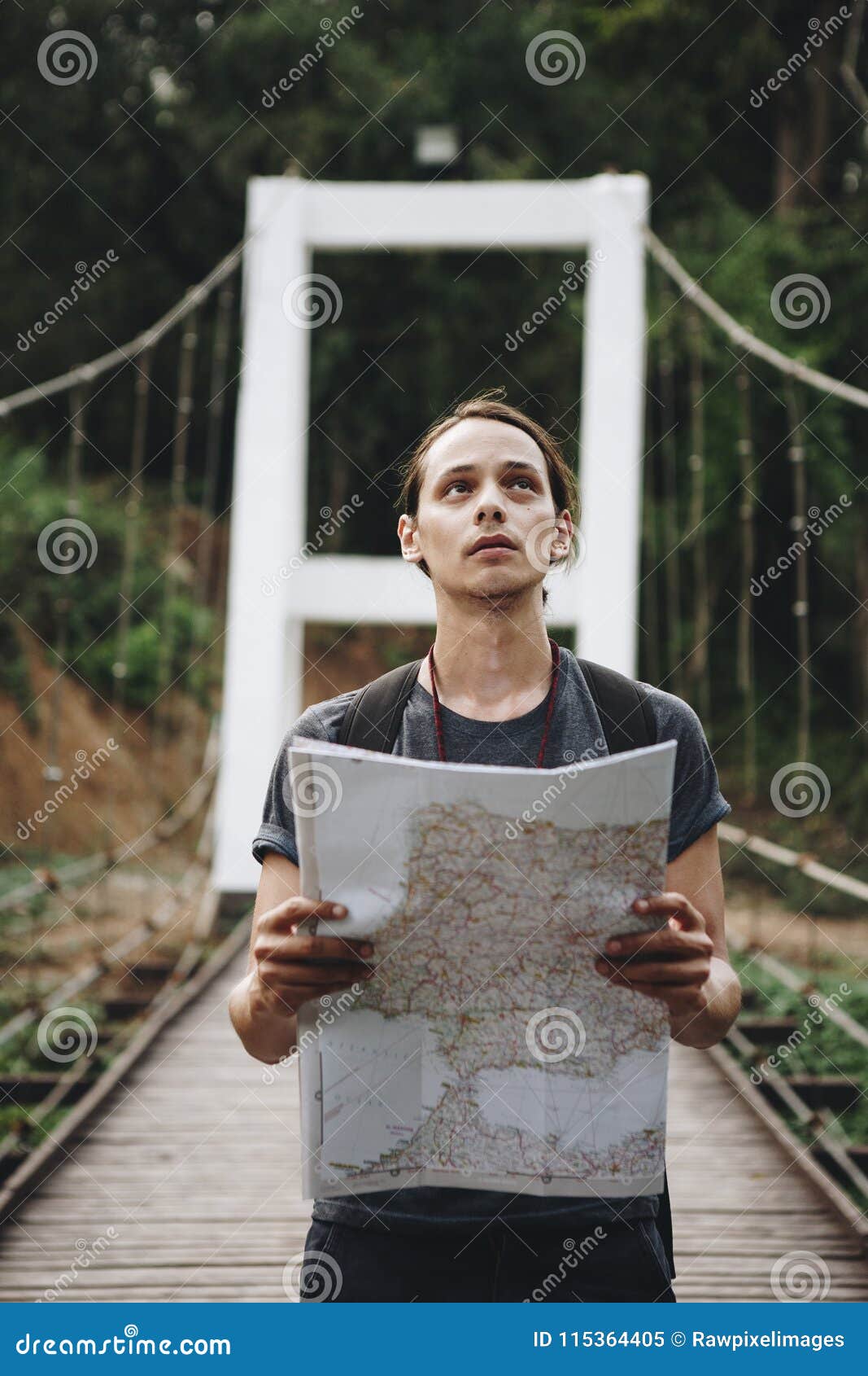 Young Man Lost Direction with a Map Stock Image - Image of forward ...